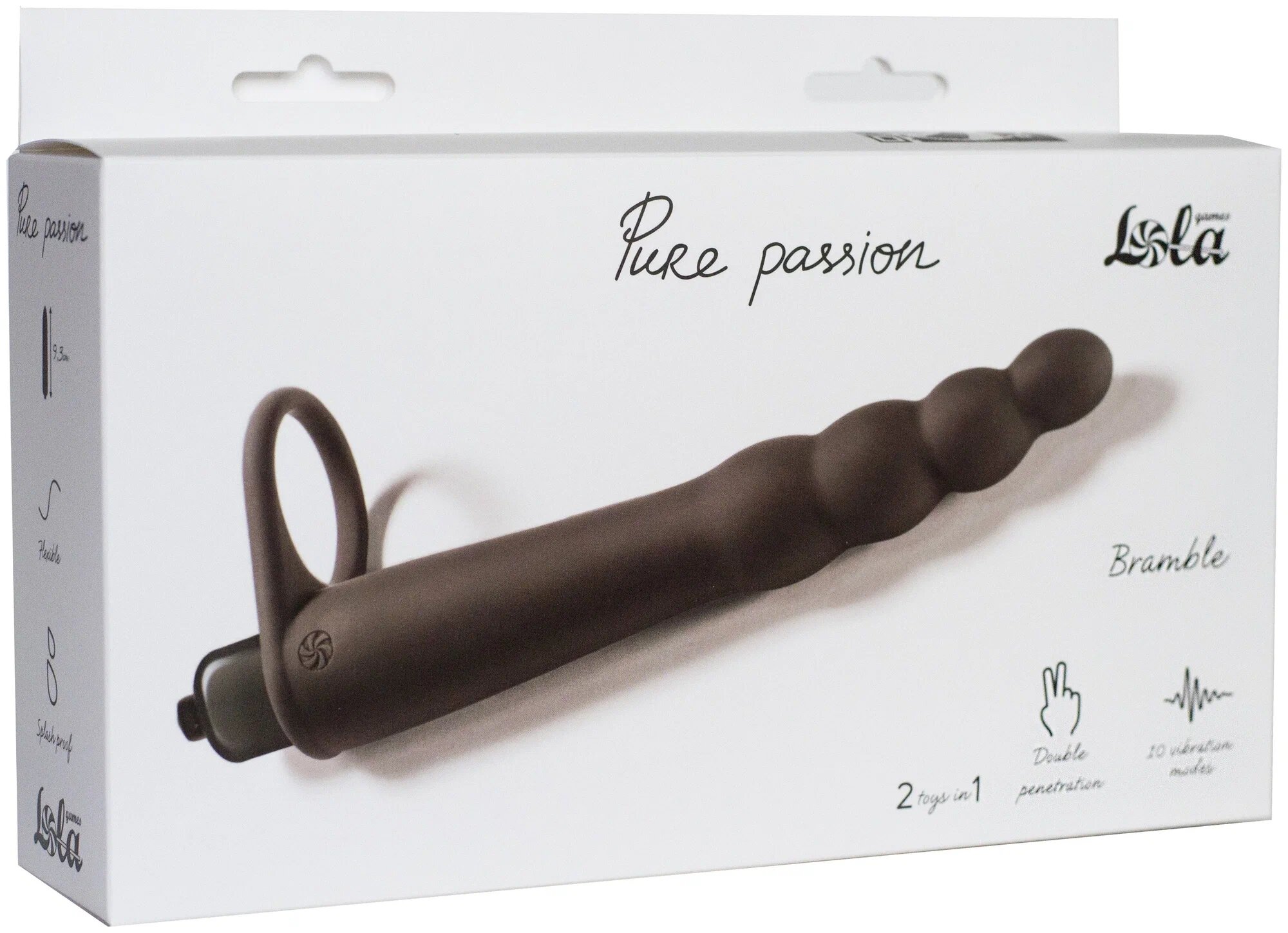 Вибронасадка для двойного проникновения Pure Passion Bramble black (16.5, Ø 2.7 см)