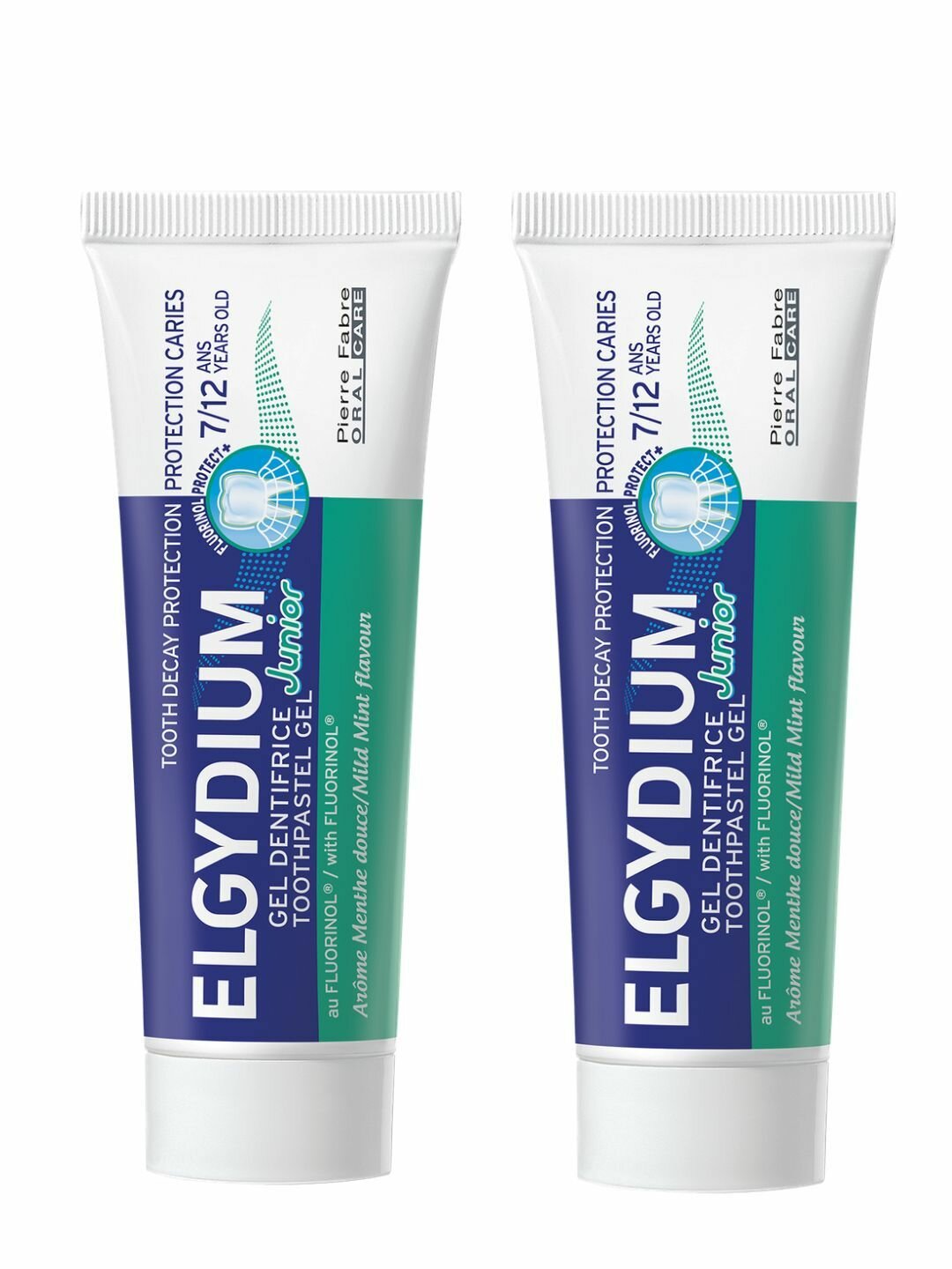 Эльгидиум набор: Детская зубная паста Джуниор с мягким вкусом мяты, 7-12 лет, 2*50 мл / ELGYDIUM Set Toothpastes