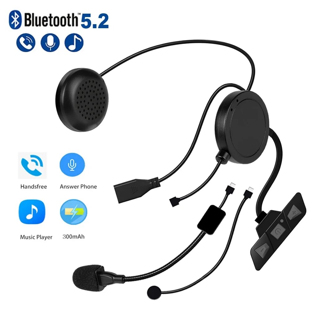Bluetooth гарнитура для шлема с микрофоном 2 in1 MIC