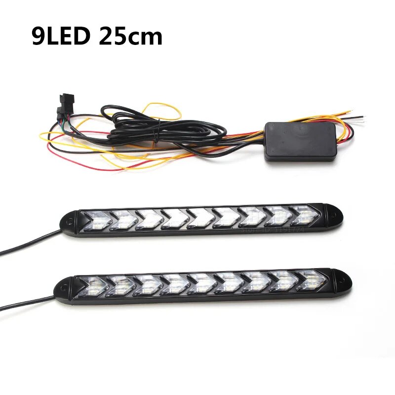 2 шт, белый, желтый, гибкий плавный светодиодный DRL, дневные ходовые огни, водонепроницаемый светодиодный дневной свет, указатель поворота, головной свет, 9led 25cm, White and yellow