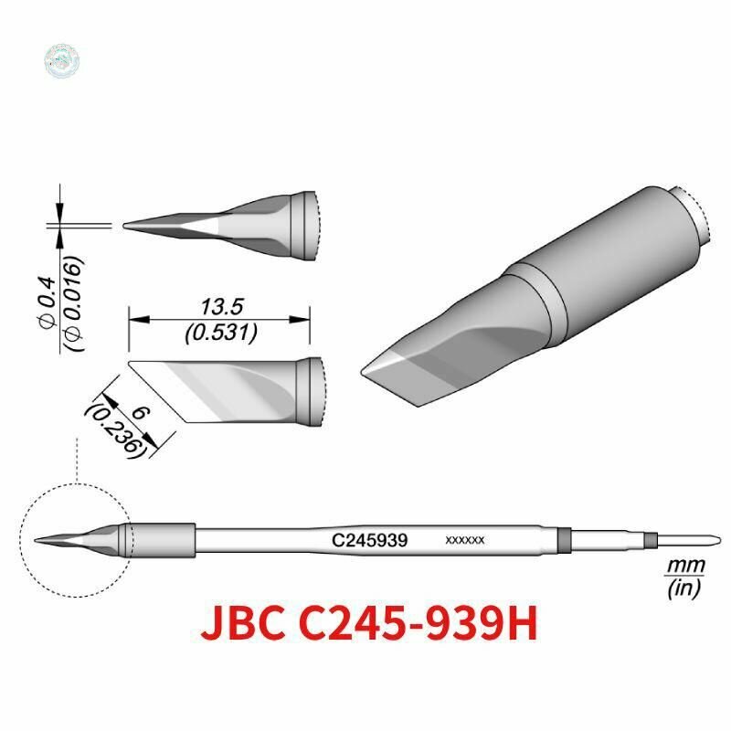 Жало JBC C245-939/939H для паяльной станции CDB, высокотемпературный картридж для SMD и мощных зон, совместим с T245, 1 шт