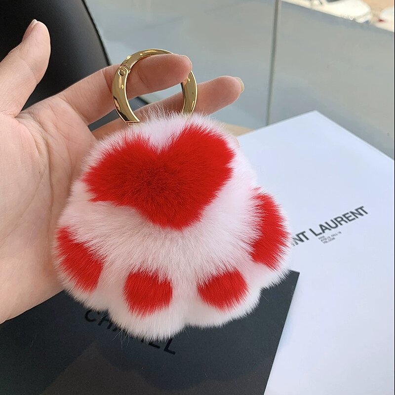 【Маленькая котячья лапка】 Плюшевый брелок-подвеска из меха кролика рекс, милый и изысканный, для женщин, популярный