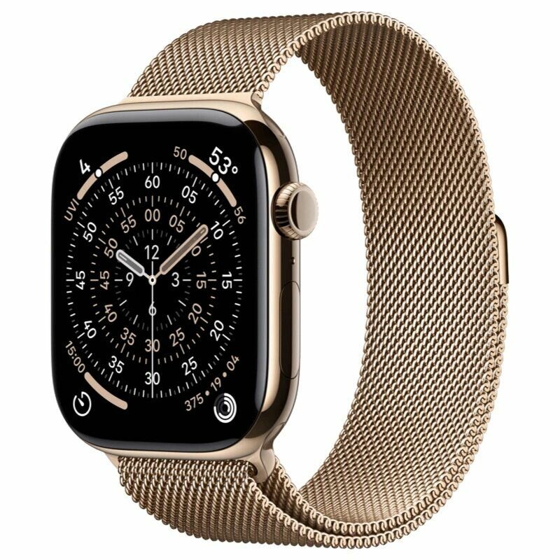 Умные часы Apple Watch Series 11 46mm Gold Titanium Case, Gold Milanese Loop M/L, GPS + Cellular, MFD84