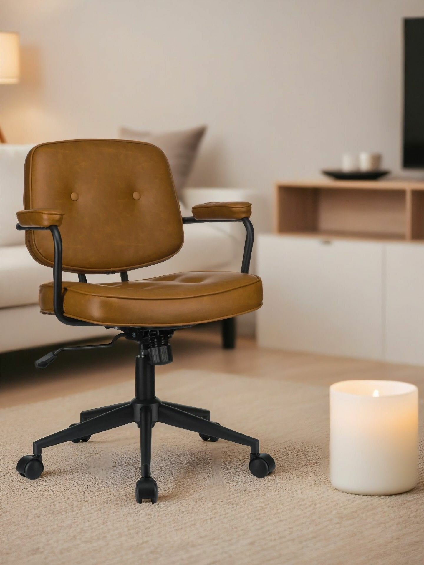 Кресло компьютерное офисное , стул крутящийся на колесиках, Бургунди экокожа