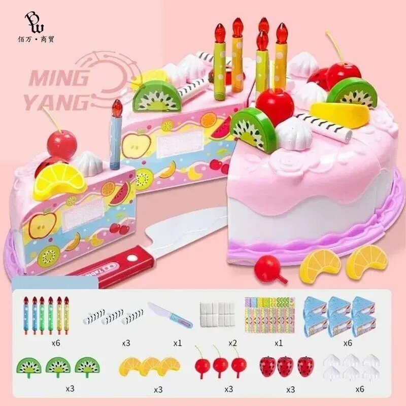 Игрушечный торт для сборки с подсветкой: реалистичный набор для детских праздников и ролевых игр