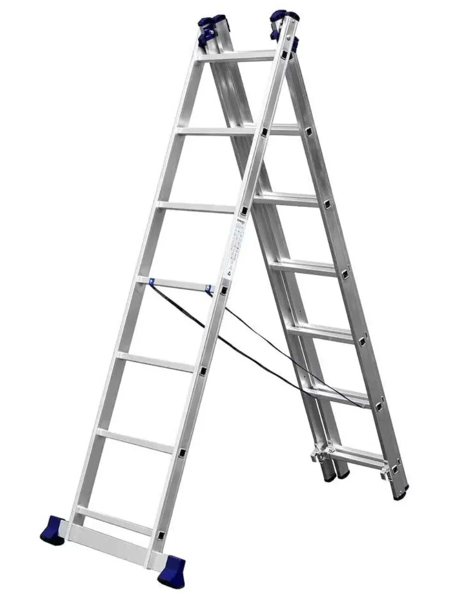 Лестница строительная Сибин 38833-07, 21 ступень, 3×7 секции, до 150 кг, рабочая высота 560 см