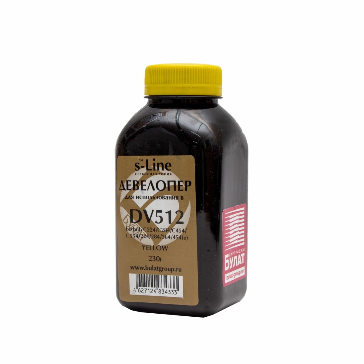 Девелопер булат s-Line DV512Y для Konica Minolta bizhub C224 (Жёлтый, банка 230 г)