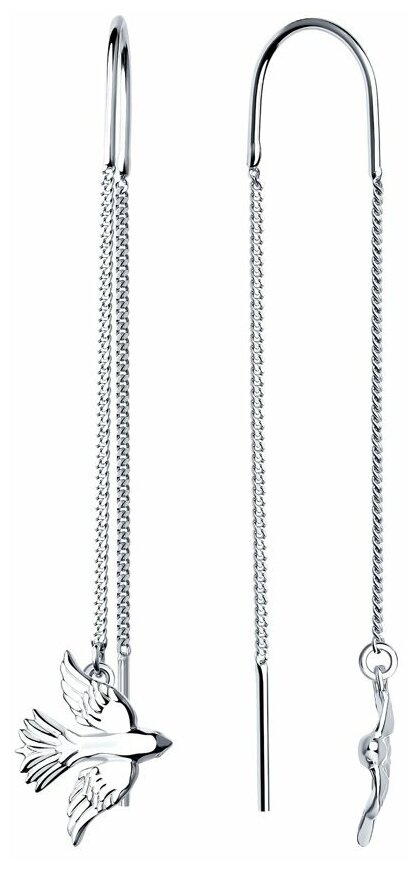 Серьги цепочки, серебро, 925 проба, родирование