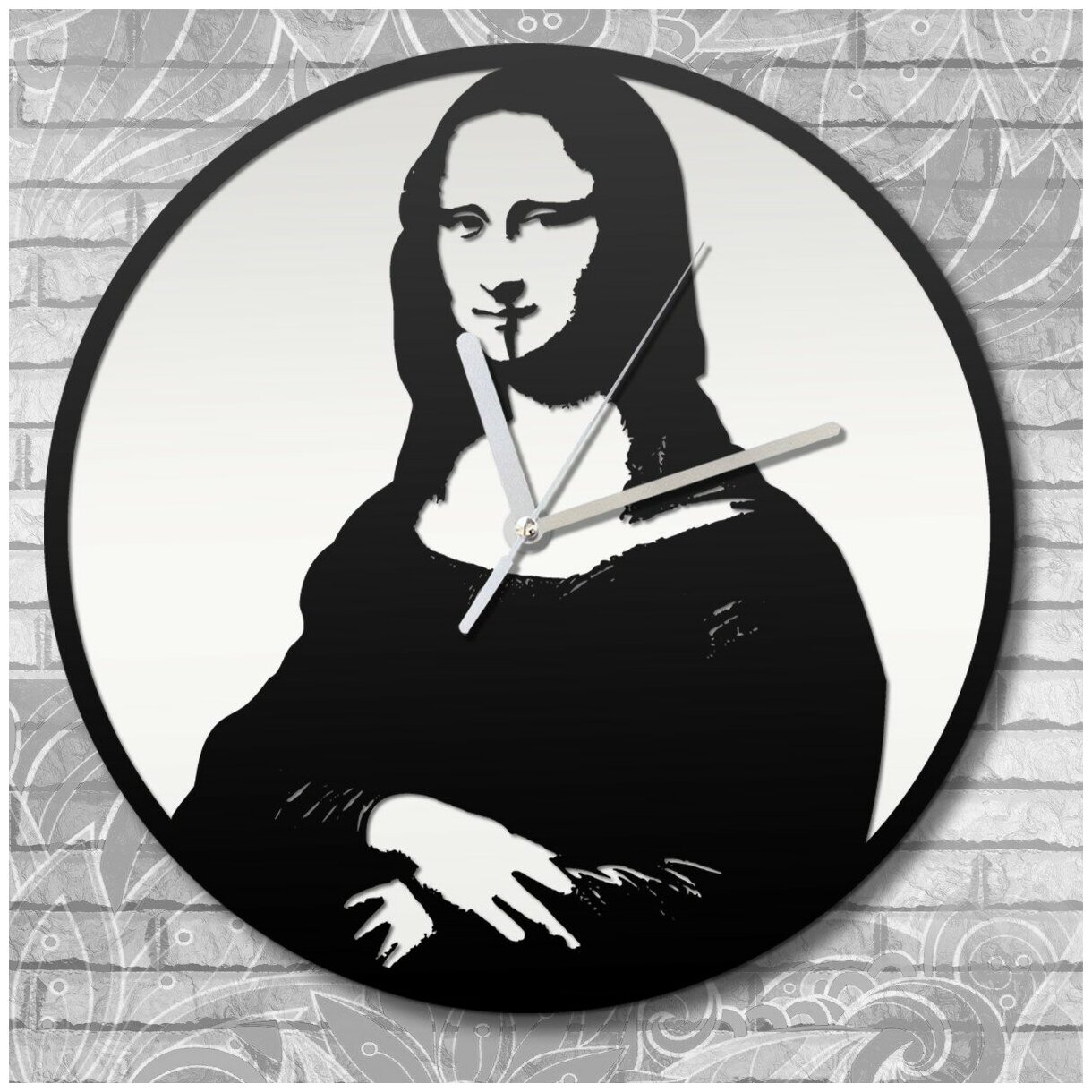 Настенные часы деревянные бесшумные мона лиза леонардо да винчи - 365