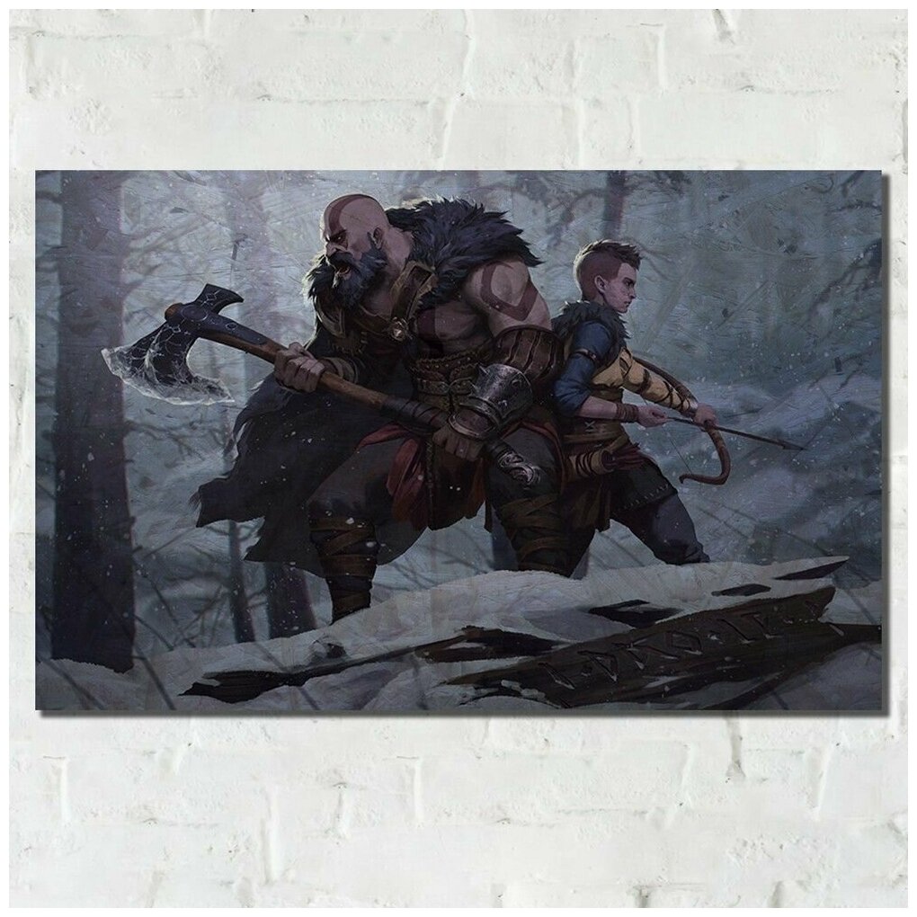 Картина интерьерная на рельефной доске ОСП Игра God Of War Ragnarok - 16012