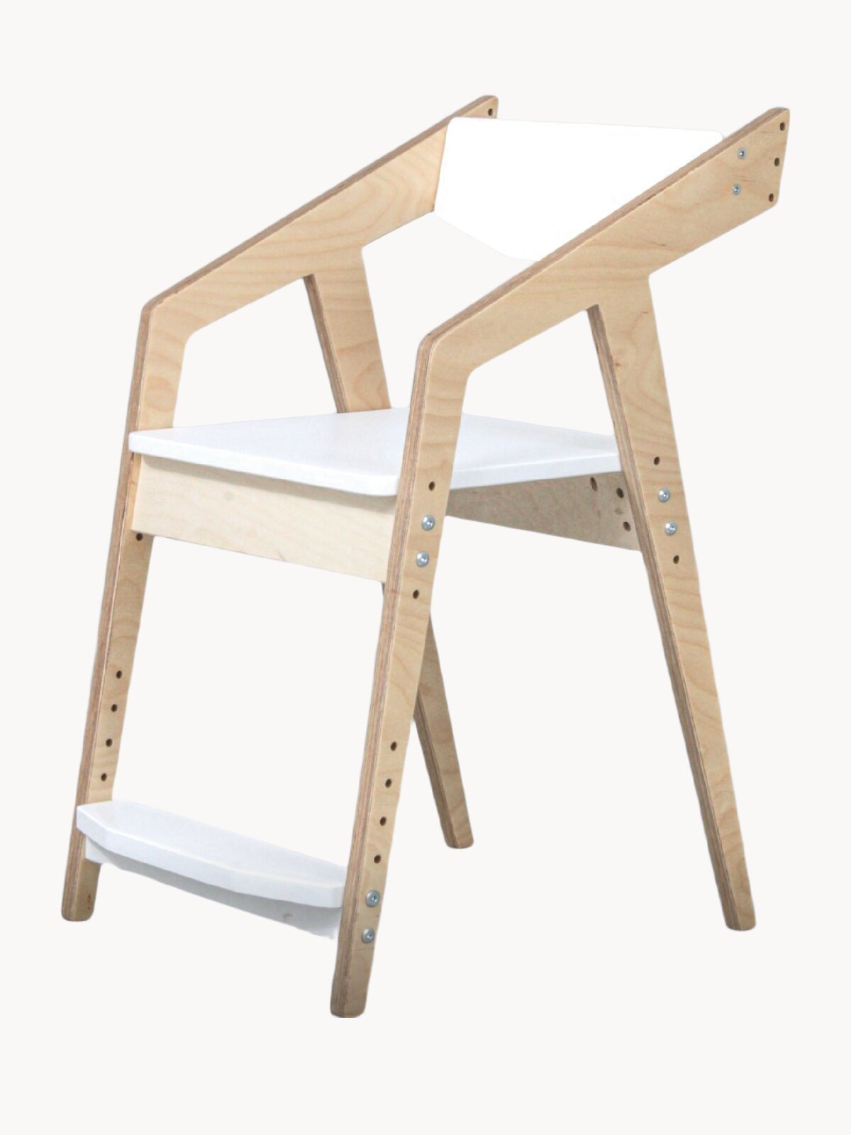 Растущий стул SKOGUR, деревянный, белый, ортопедический, детский для занятий творчеством и учебой