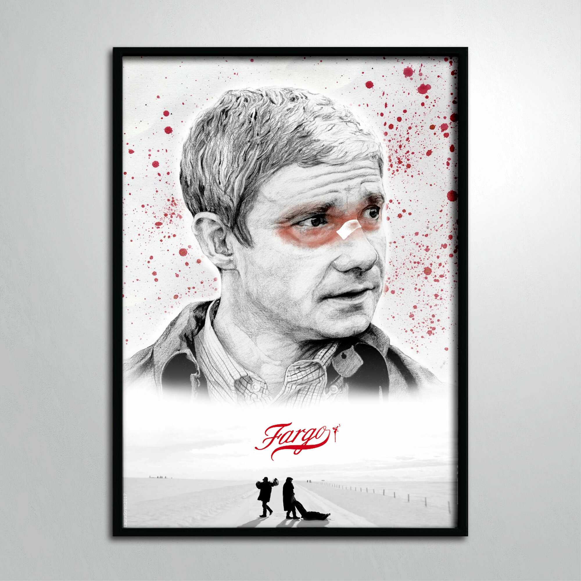 Постер без рамы/Сериал Фарго Братья Коэн Мартин Фриман Карандаш Fargo (А2/420х594)