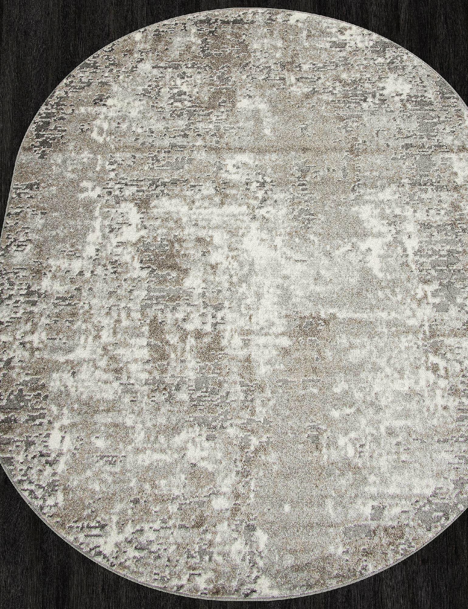 Ковер Овальный на пол в гостиную в спальню 160х300 см бежевый современный ворс 10 мм 362086 Kover-Russia