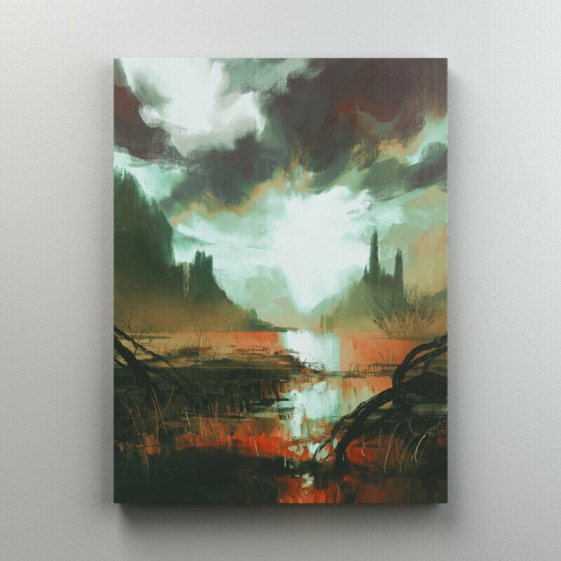 Интерьерная картина на холсте "Болота Мордора - властелин колец" размер 22x30 см