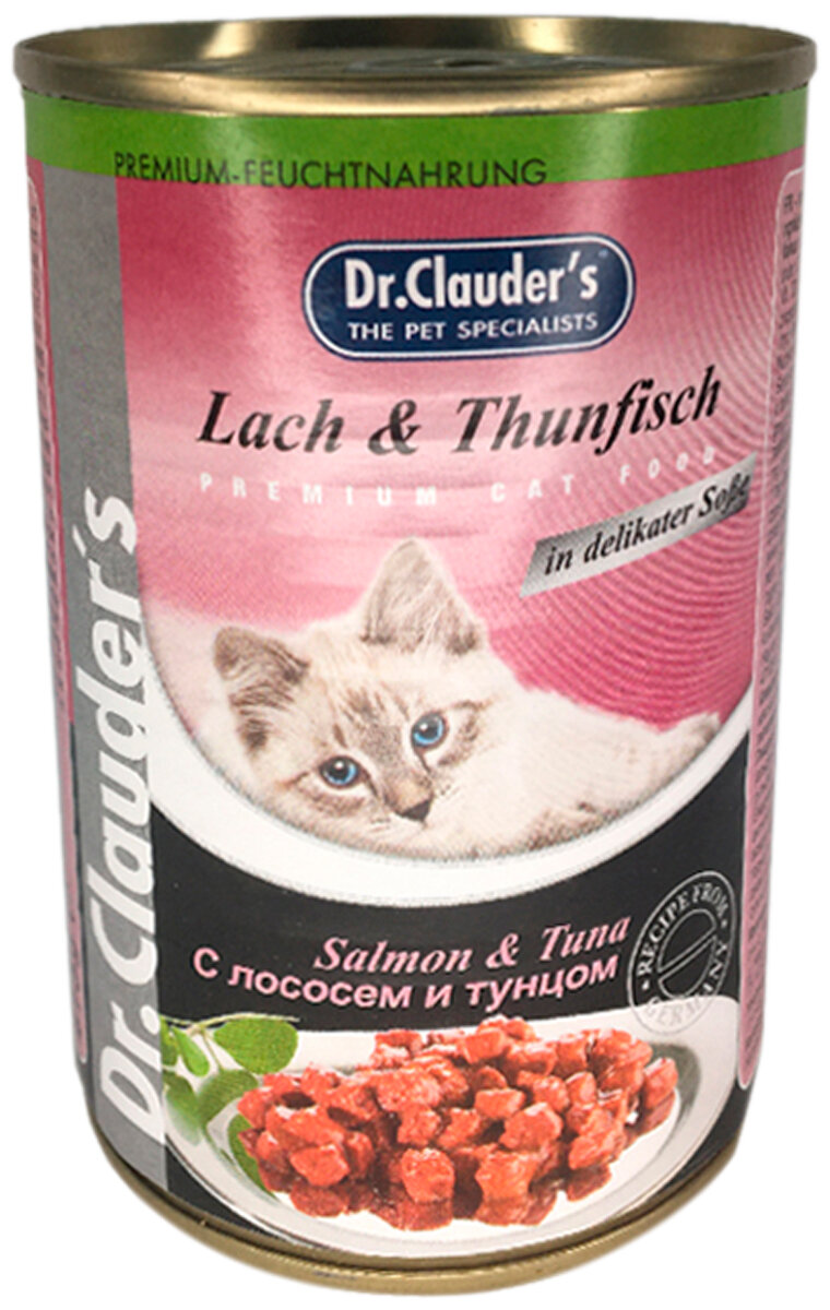 DR. CLAUDER’S для взрослых кошек с лососем и тунцом в соусе (415 гр х 12 шт)