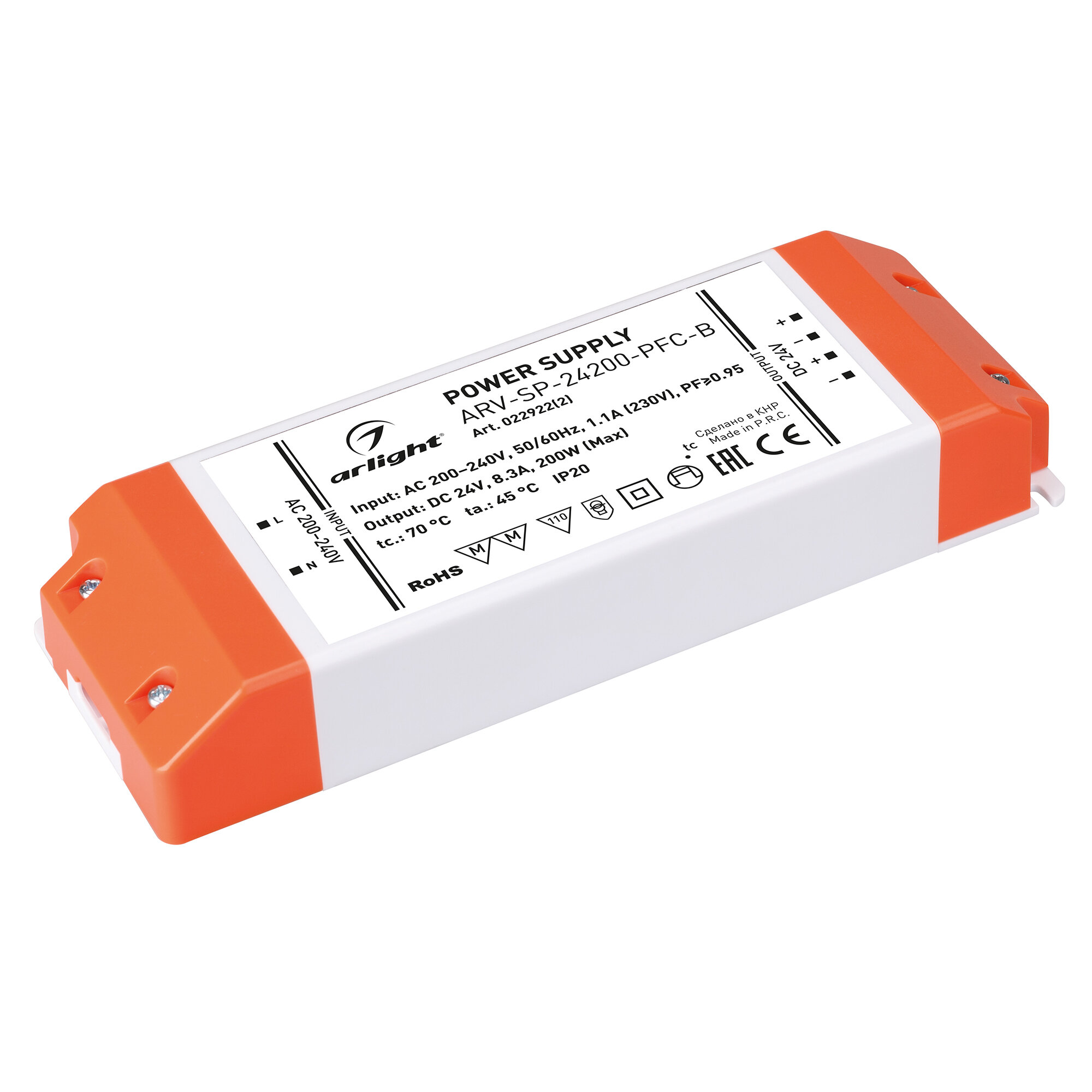 Источник напряжения Arlight Блок питания ARV-SP-24200-PFC-B (24V, 8.3A, 200W) (Arlight, IP20 Пластик, 5 лет)