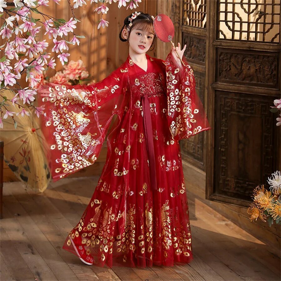 Детский танцевальный костюм ханьфу Yangko 140 fit 130-140cm, full set