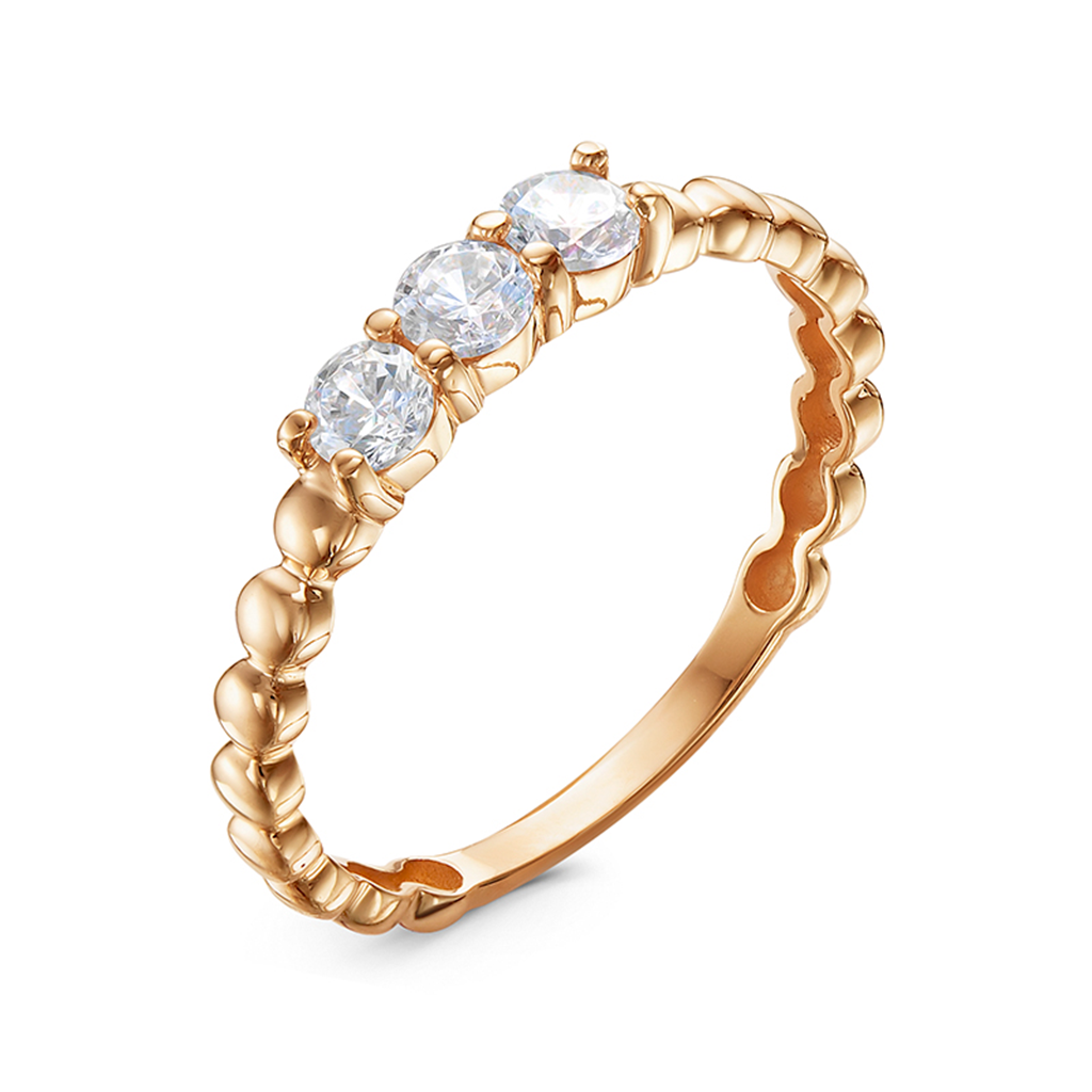 Кольцо помолвочное, красное золото, 585 проба, фианит