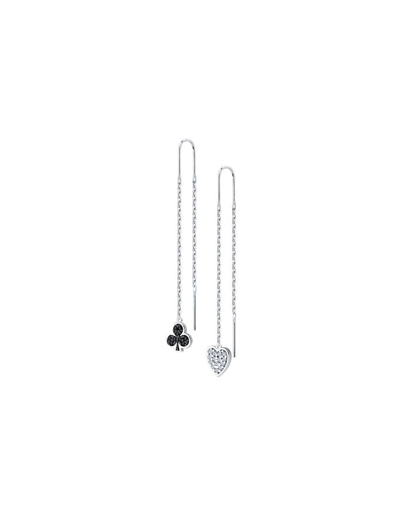 Серьги цепочки, серебро, 925 проба, родирование, фианит