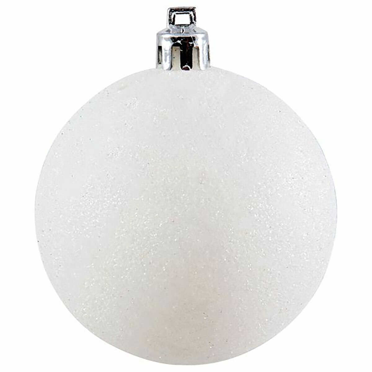 Новогодние шары Белые глиттер / 10 см / 2 шт. / Веселый праздник