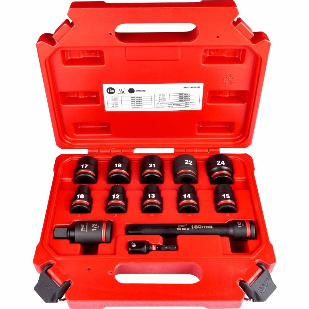 Набор ударных головок Milwaukee Shockwave IMPACT DUTY SETS II 1/2", 13 штук, 4932480456