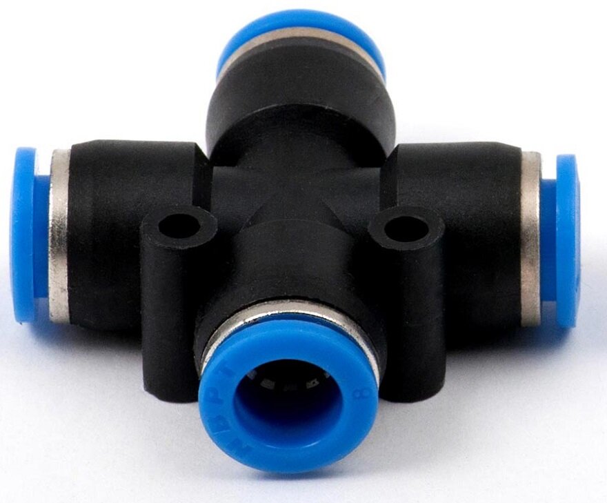 GARWIN PRO 808570-Х-6-6-6-6 Фитинг цанговый Х-образный 6 мм, с уплотнением, пластм. корпус