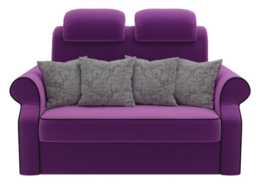 Прямой диван Соло Фиолетовый Микровельвет, аккордеон, 155х100х90 см, с ящиком для белья