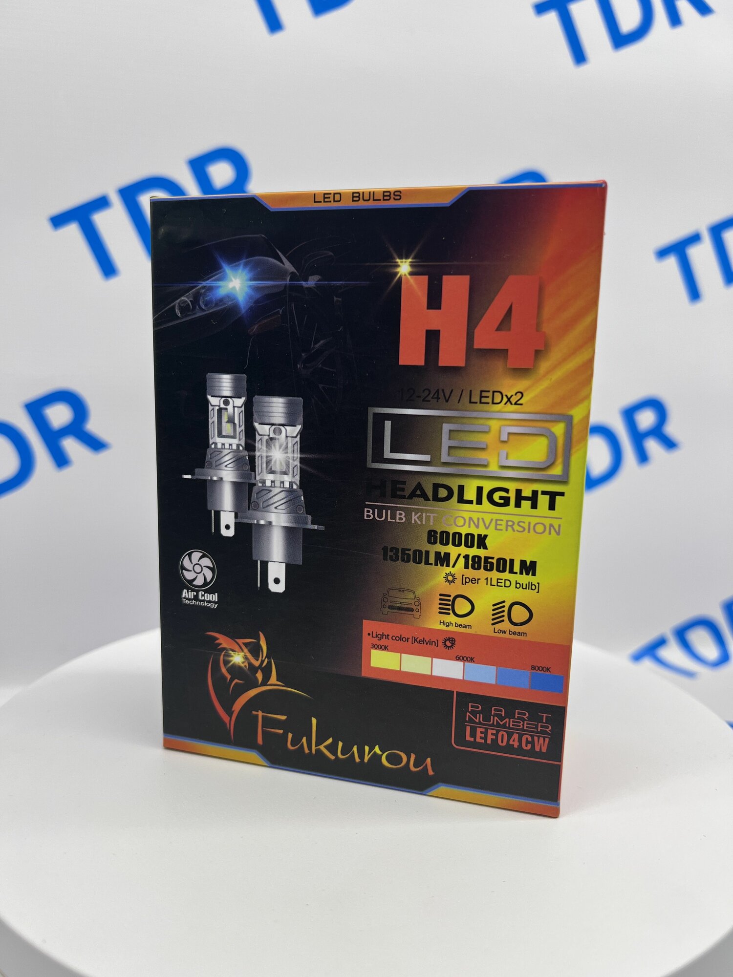 Светодиодные лед лампы h4 для авто FUKUROU LED 2 шт 12-24V 6000K 2200lm ближний дальний свет