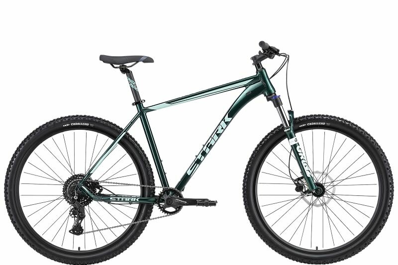 Велосипед горный Stark'24 Router 29.4 HD темно-зеленый металлик/мятный 18", 9 ск, H.DISC, Shimano Cues