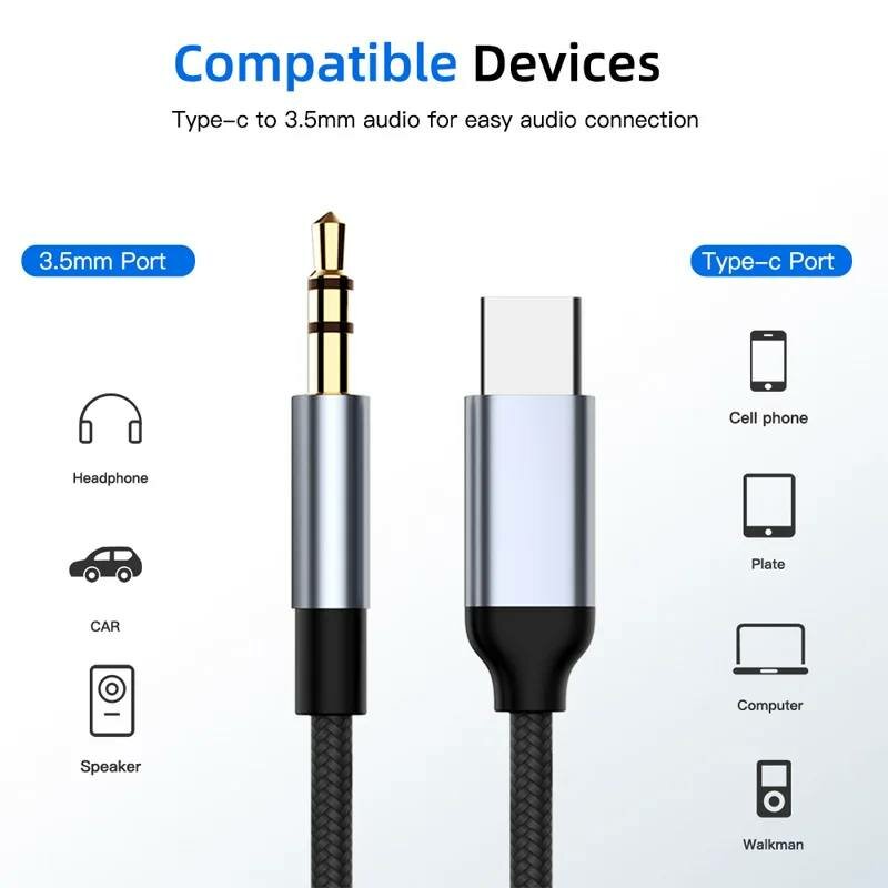 Кабель переходник USB Type-C to Jack 3.5mm