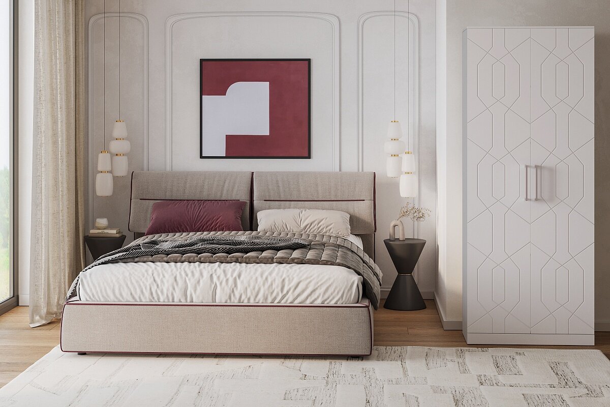 Шкаф распашной МебельЛэнд24 Дольче - 2 МДФ Лотос 100x50x250 белый для одежды двухдверный