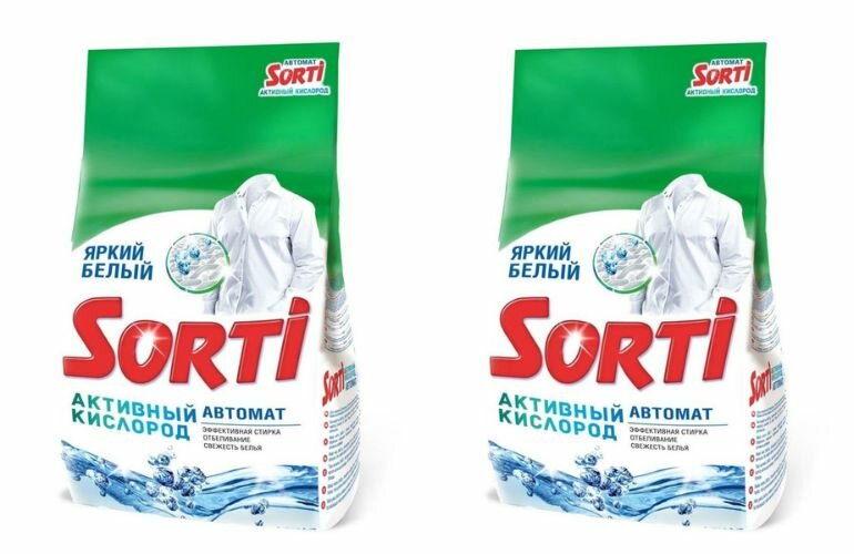 SORTI Стиральный порошок Активный кислород, автомат, 1500 г, 2 уп
