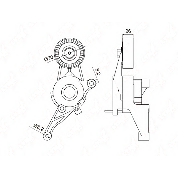 LYNXAUTO pt-3041 (03G903315C / 03G903315D / 0N1531) натяжитель с роликом / приводной Audi (Ауди) a3 1.9d-2.0d 03-08 Skoda