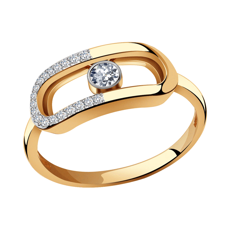 Кольцо Diamant online, красное золото, 585 проба, фианит