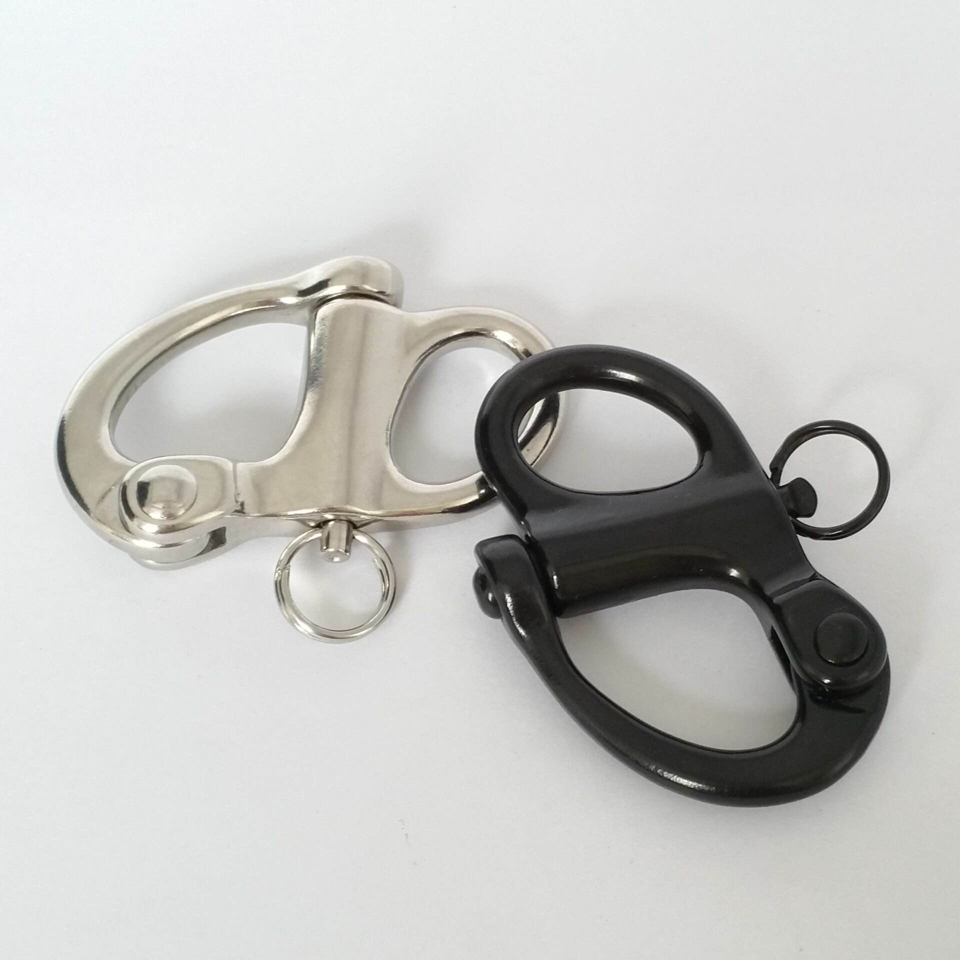 Яхтенный карабин, отцепной, нержавеющая сталь, черный, 35 мм