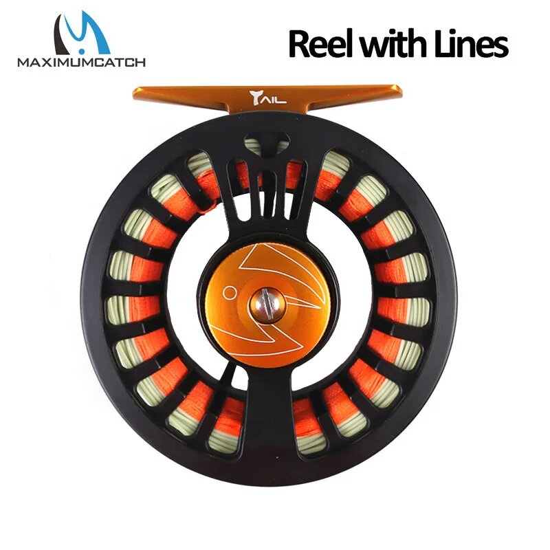 Maximumcatch Tail 3/4 5/6 7/8wt черная нахлыстовая катушка Оранжевый, Серия 3000, Reel with Lines