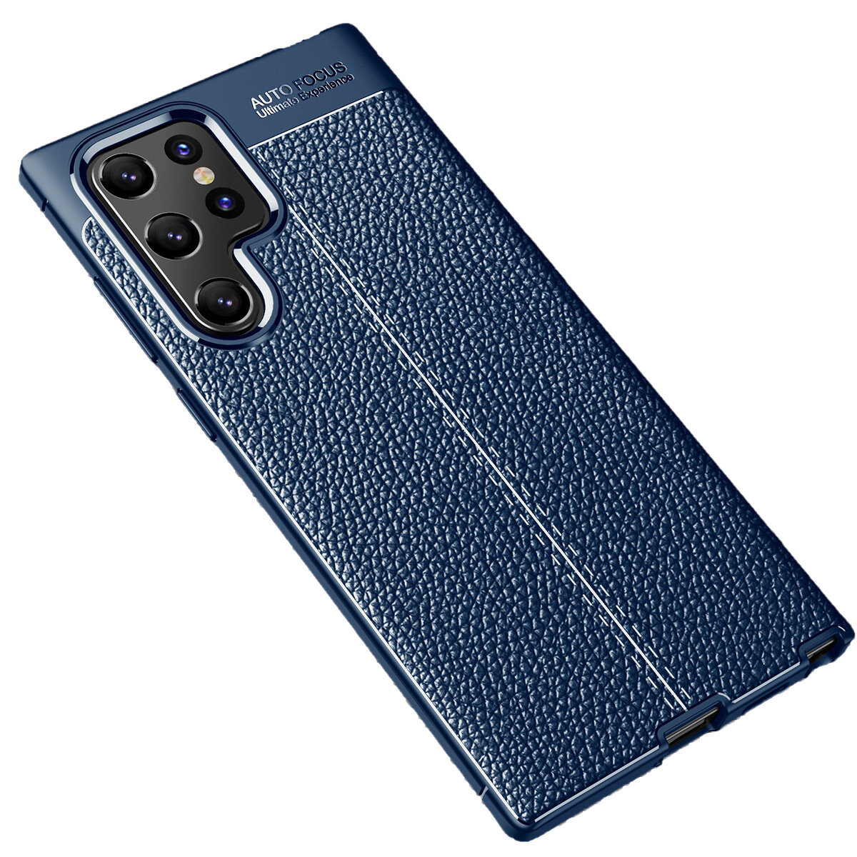 Чехол бампер накладка MyPads на Samsung Galaxy S22 из силикона с декоративным дизайном под кожу с тиснением синий