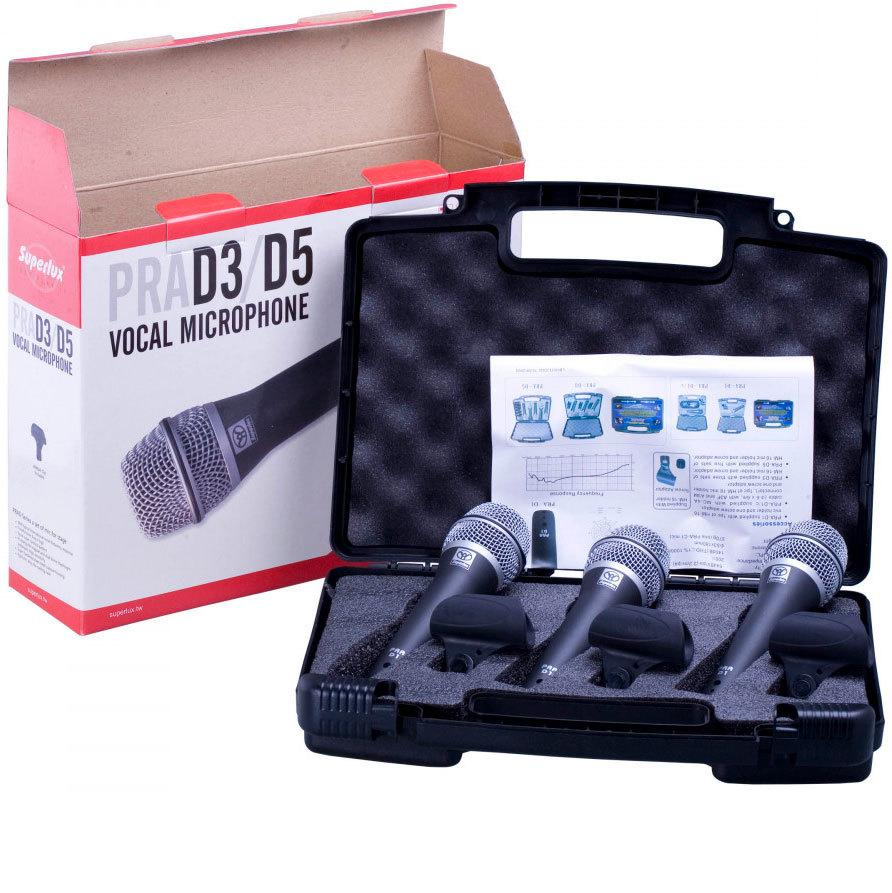 Superlux PRAD3 вокальный динамический микрофон, набор 3 шт, в кейсе