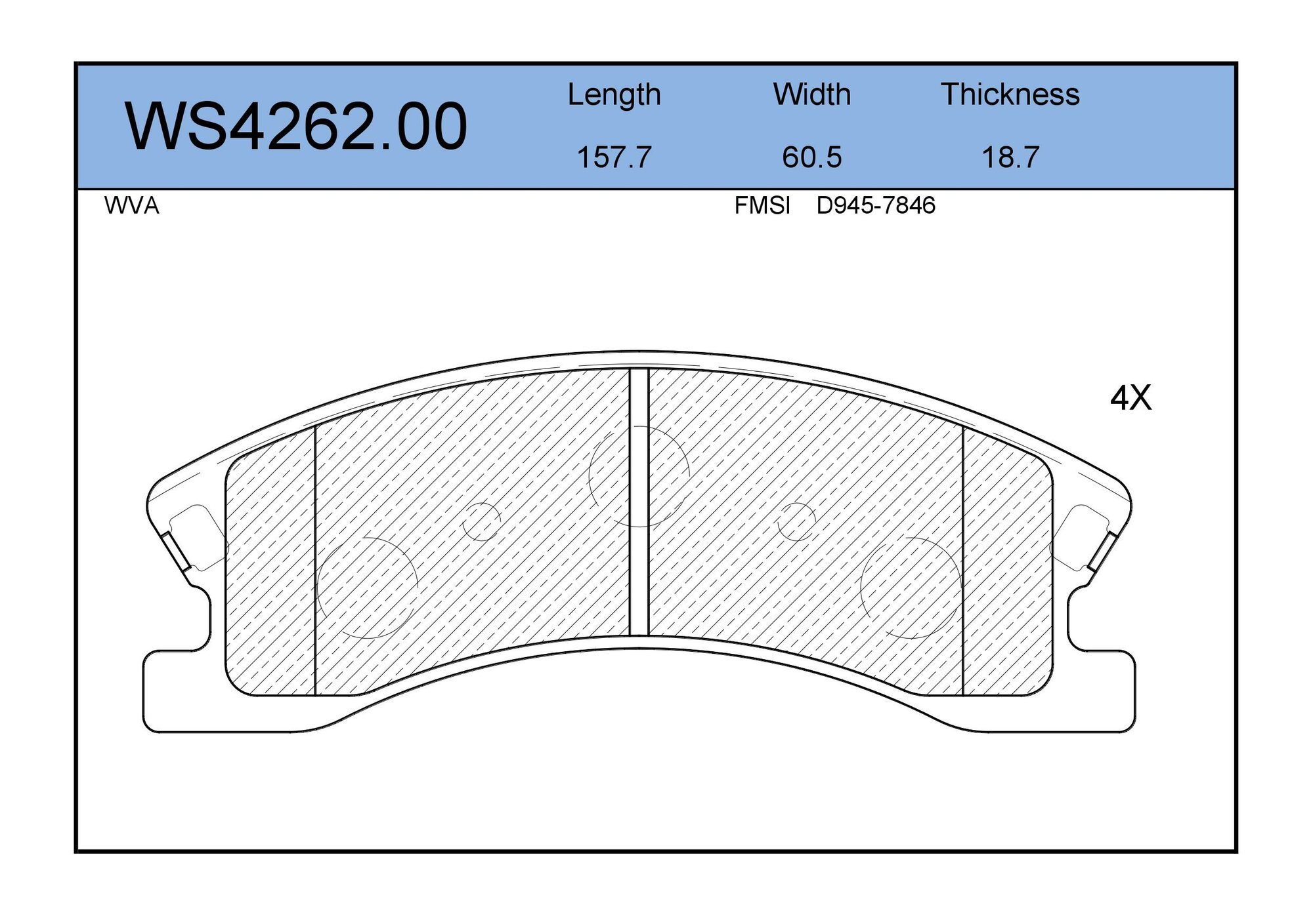 Колодки тормозные дисковые перед JEENICE WS4262.00