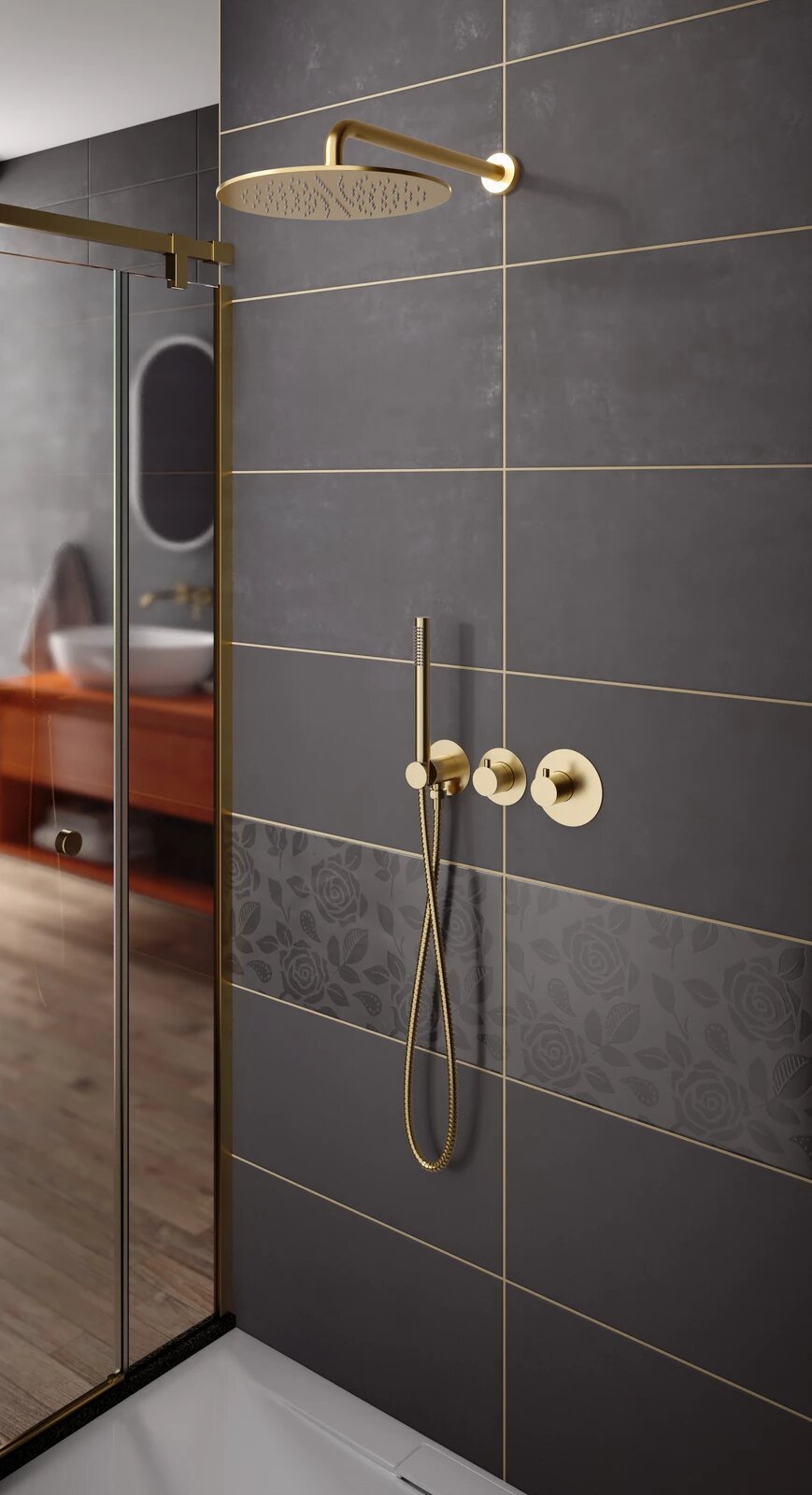 Душевая система Timo Saona SX-2359/17SM скрытого монтажа, термостат золото матовое