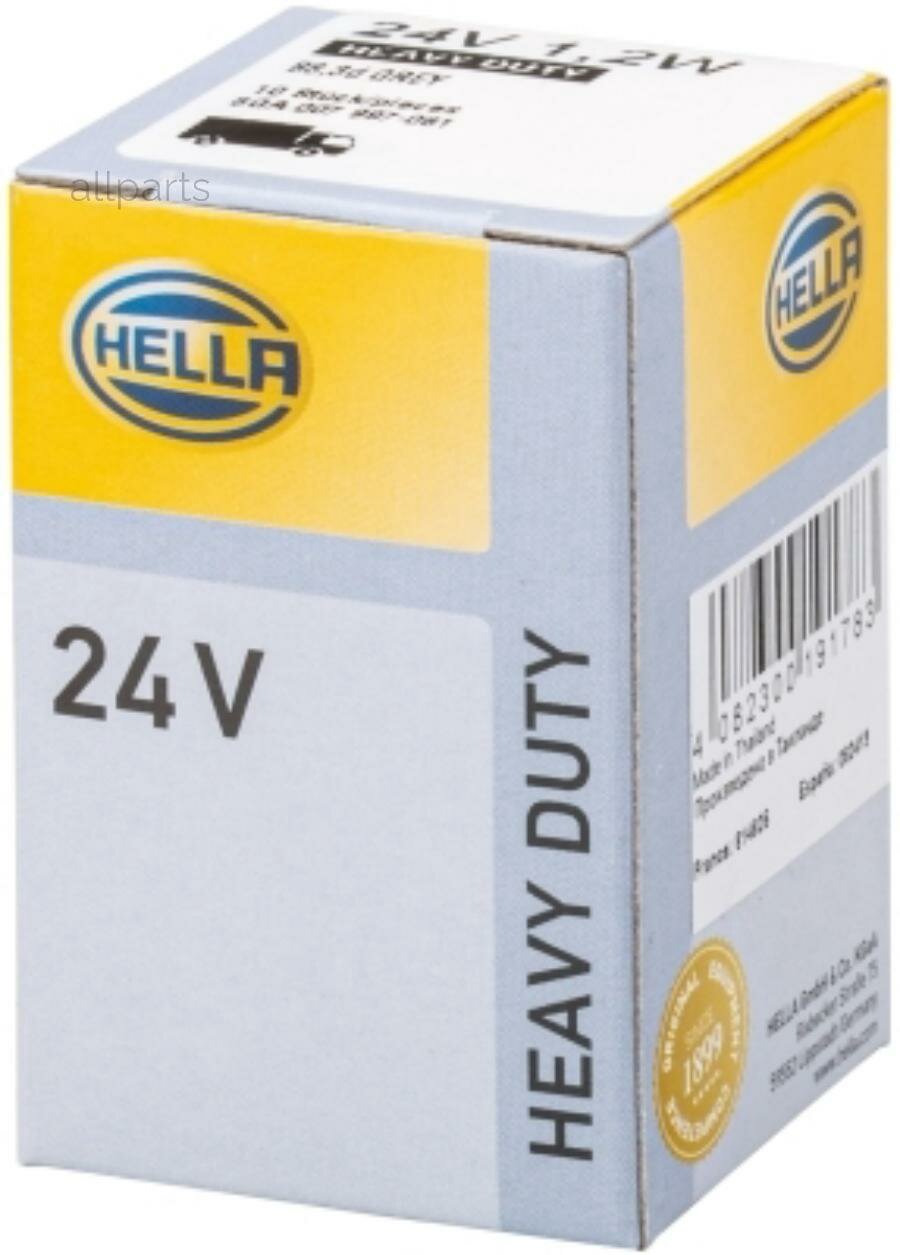 BEHR-HELLA 8GA007997061 лампа накаливания! 24V 1.2W (B8.3D) с полим. патроном (щитка приборов)\
