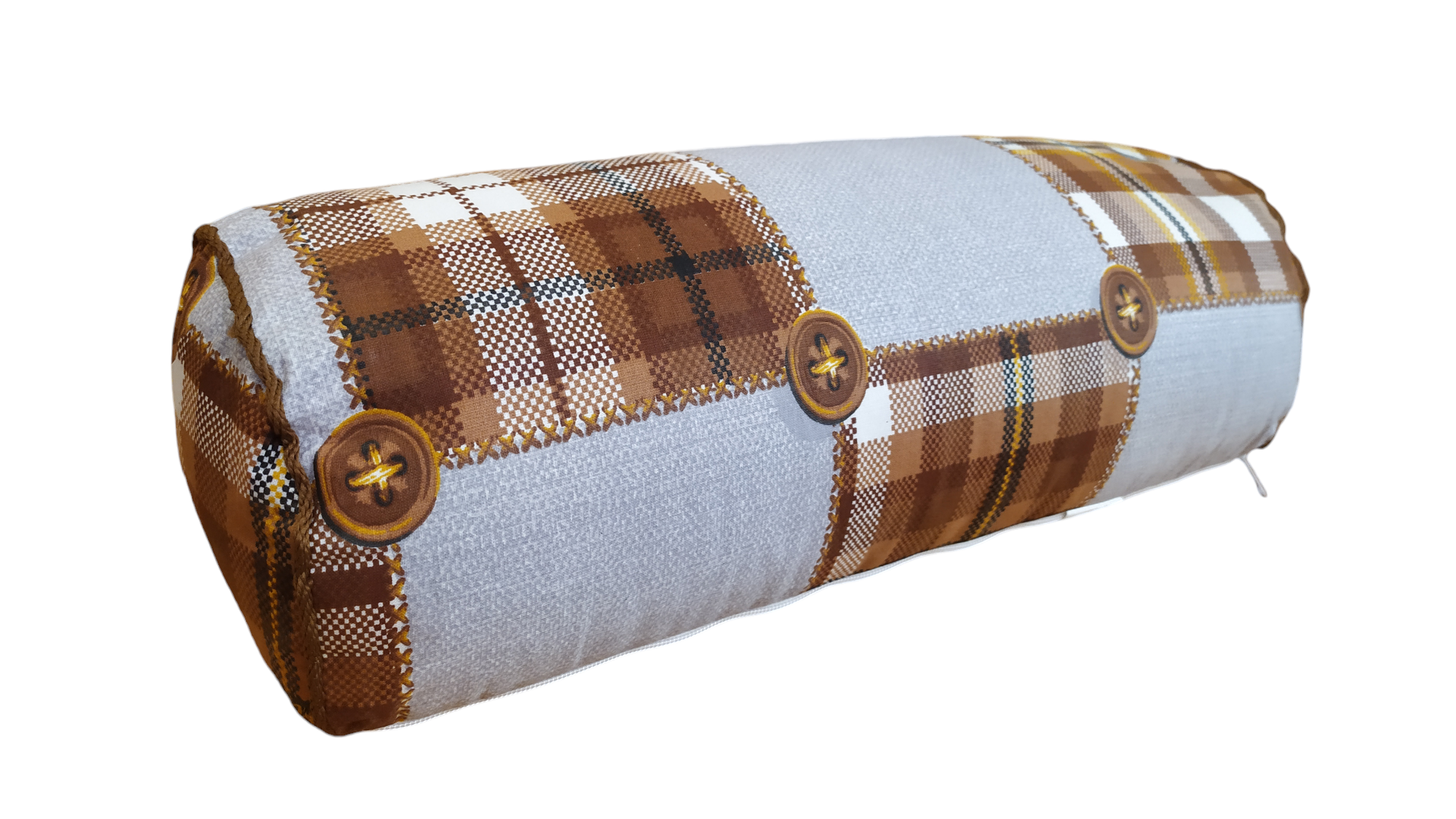 Валик под ноги Лика с лузгой гречихи и чехлом из хлопка цвет коричнево/серый