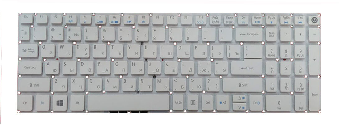 Клавиатура для ноутбука Acer E5-722, E5-772, V3-574G, E5-573T, E5-573, E5-573G, белая (без рамки)