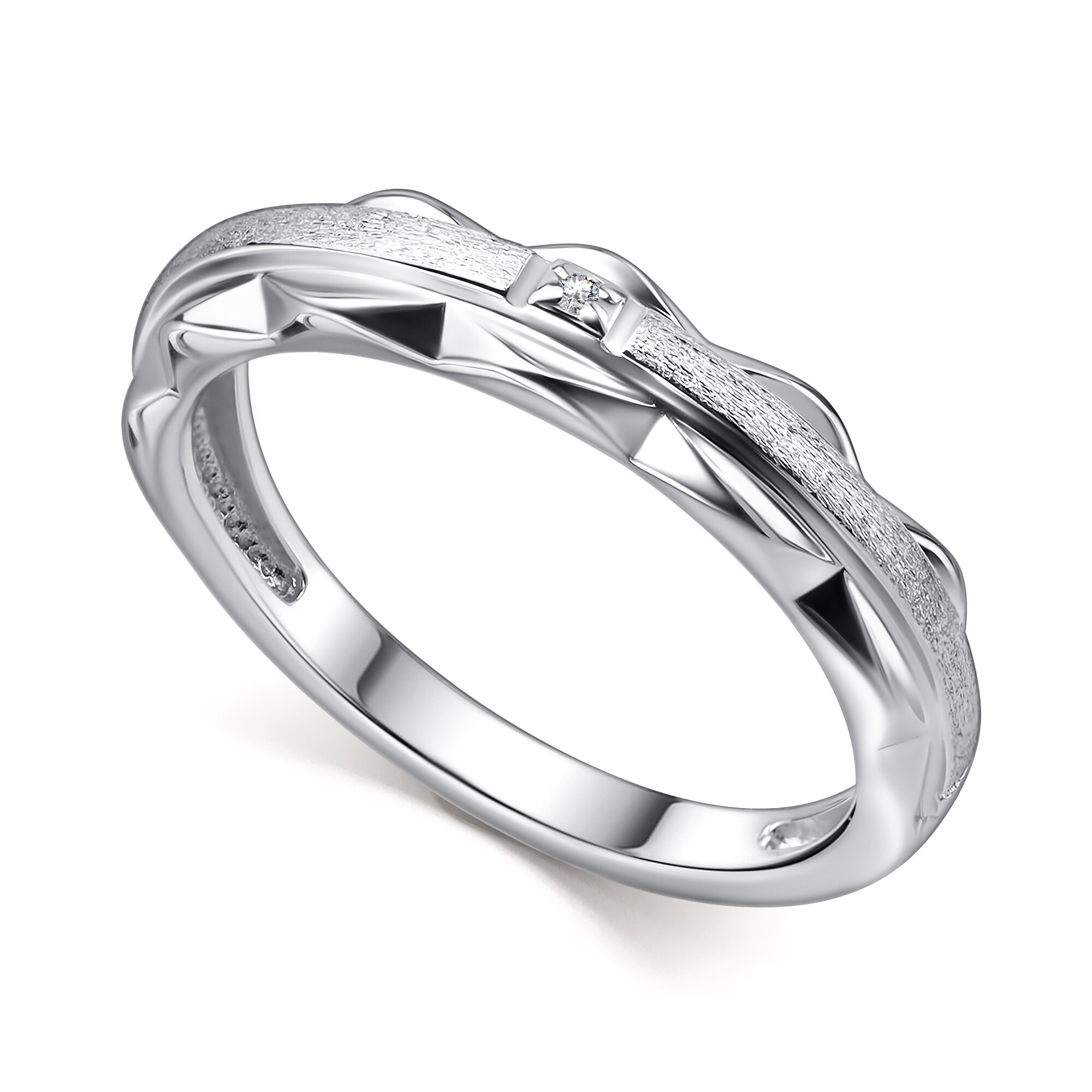 Кольцо, серебро, 925 проба, родирование, бриллиант