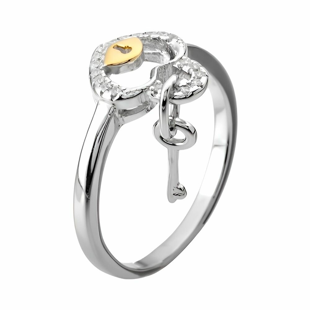 Кольцо тонкое, серебро, 925 проба, фианит