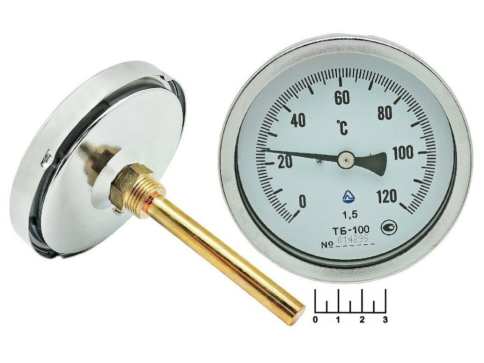 Термометр биметаллический стрелочный (0.+120C) ТБ-100
