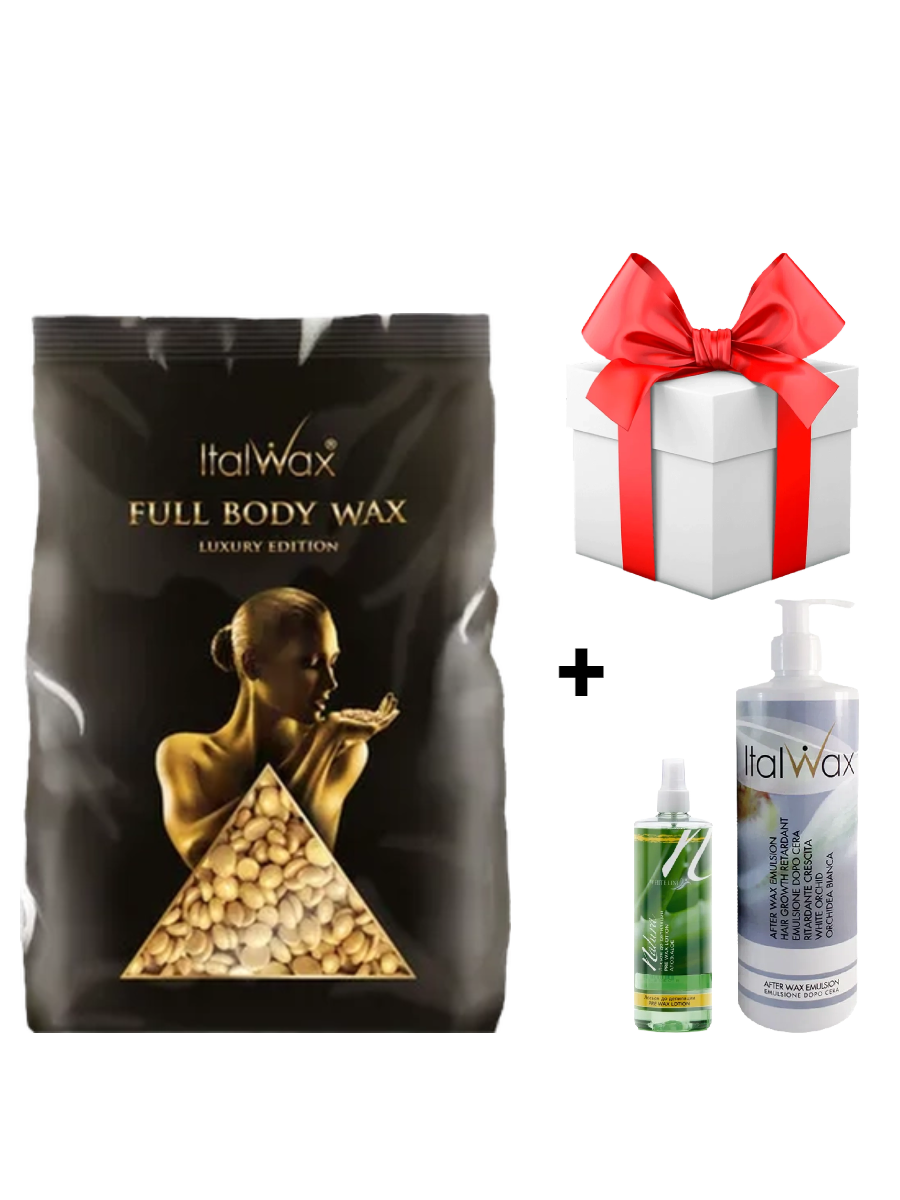 Воск ITALWAX Full Body Wax, 1 кг + (подарок: Лосьон Алоэ 250 мл, Орхидея 500 мл)