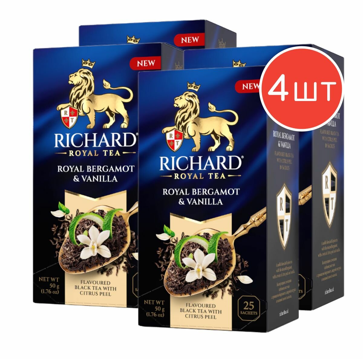 Чай черный Richard Royal Bergamot Vanilla 25 пакетиков х 4шт