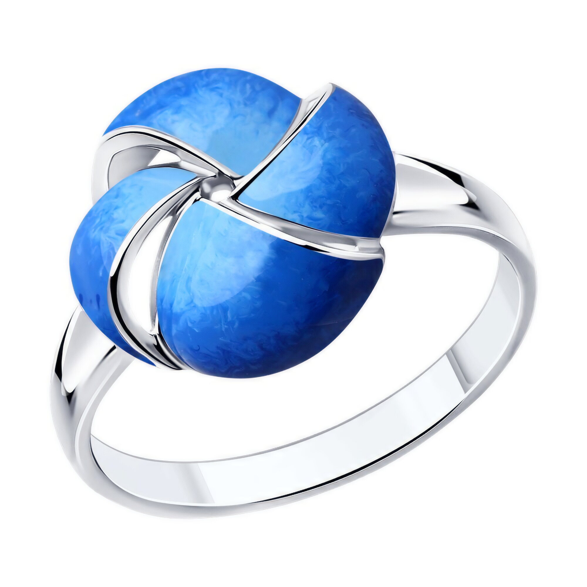 Кольцо, серебро, 925 проба, родирование, эмаль