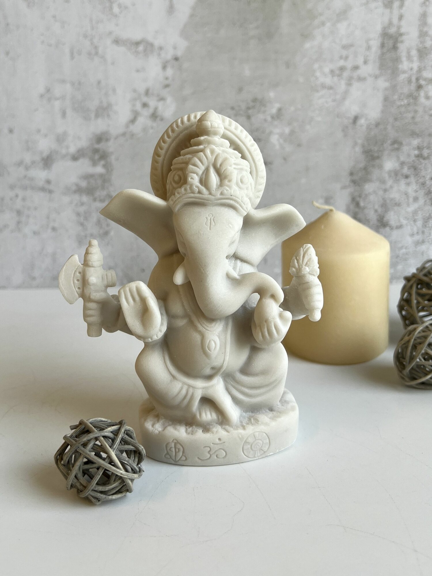 Статуэтка Ганеша (Бог Слон), 13см. Цвет белый. Мраморная крошка